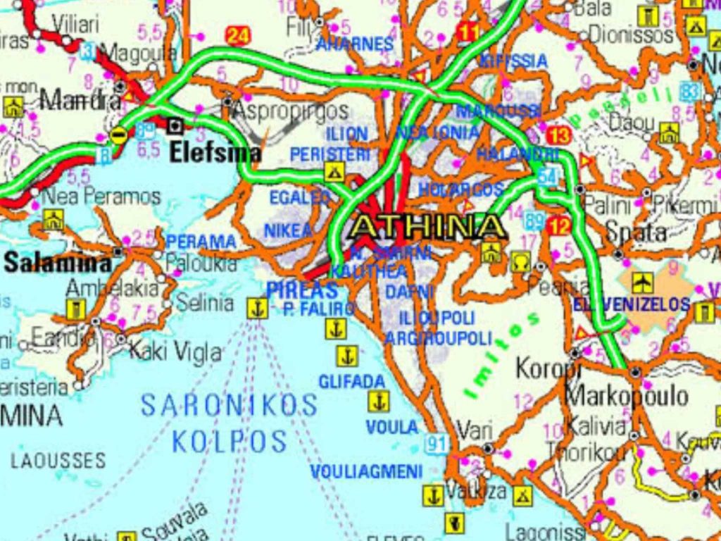 Map of Athens, Greece