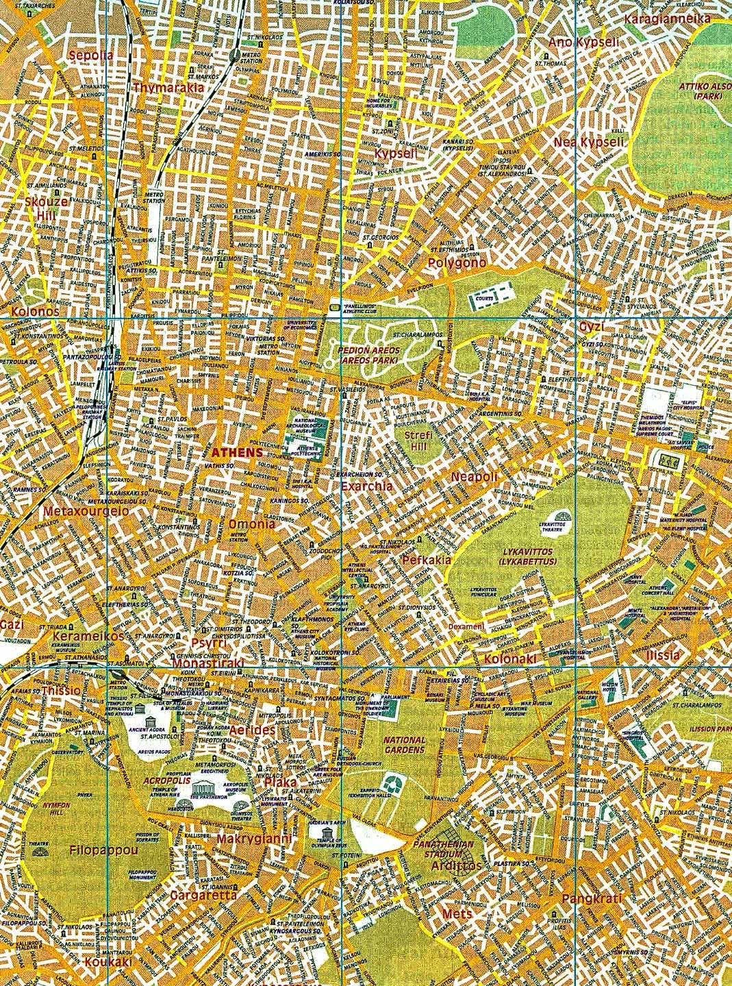 Athens, Map of Athens Greece