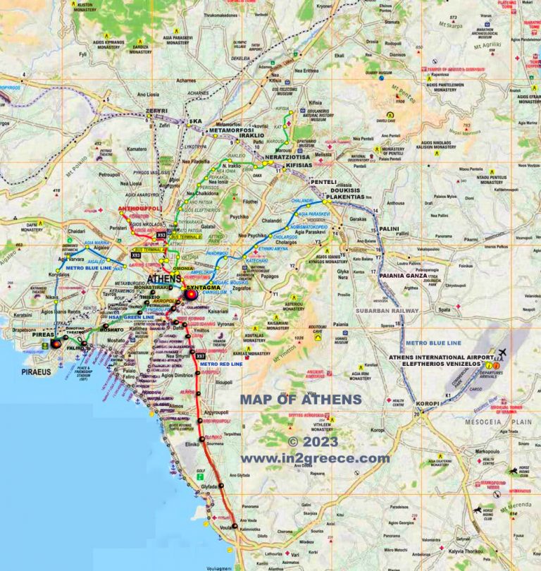 Map of Athens, Greece