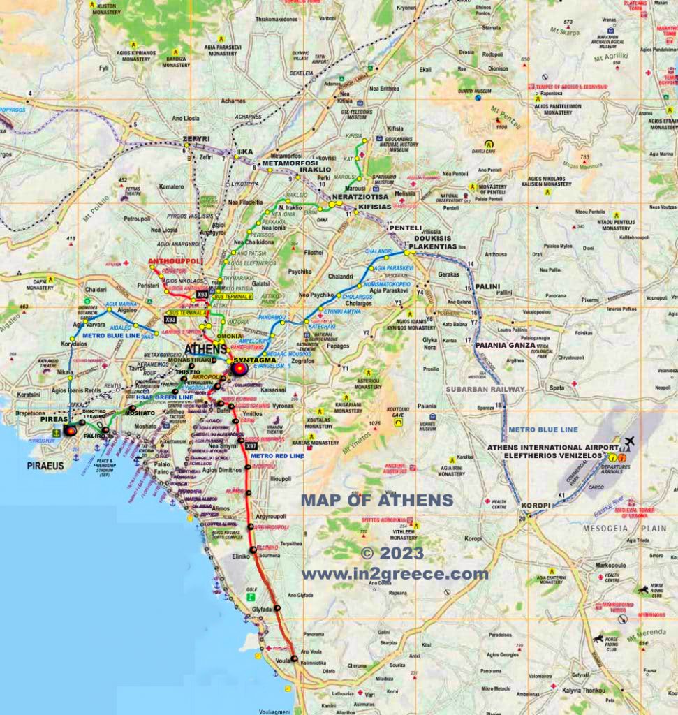 Map of Athens, Greece