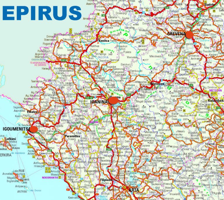 Map of Epirus Greece