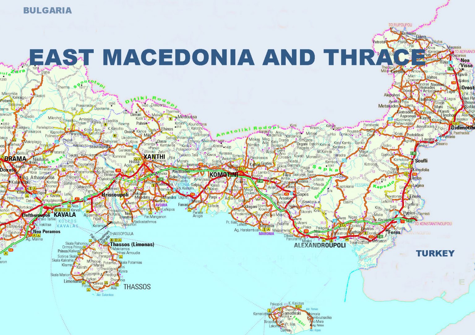 Map of East Macedonia and Thrace