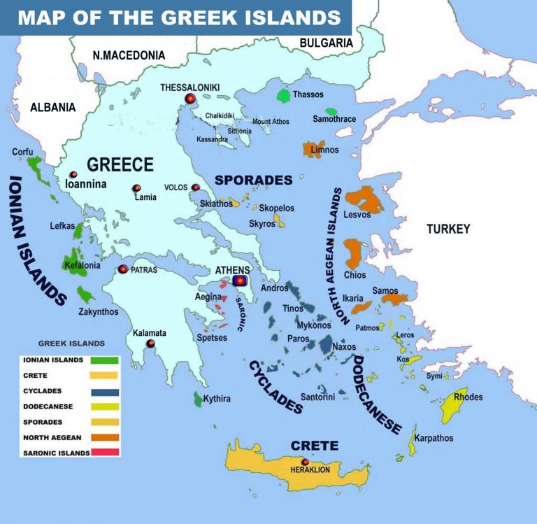 Map of the Greek islands