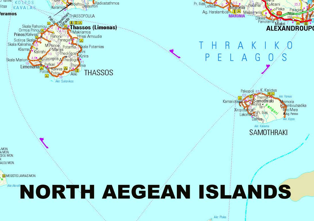 North Aegean islands map