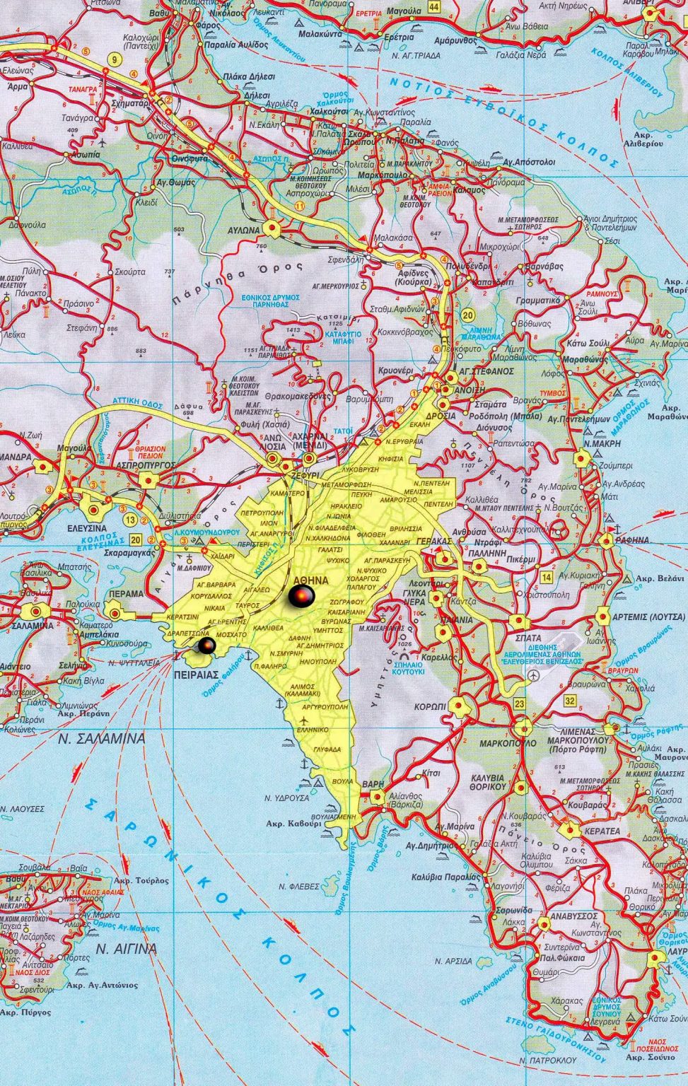 Αττική, χάρτης του νομού Αττικής