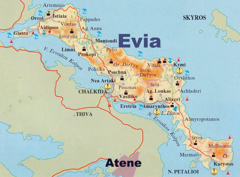 Evia mappa Evia Cartina stradale