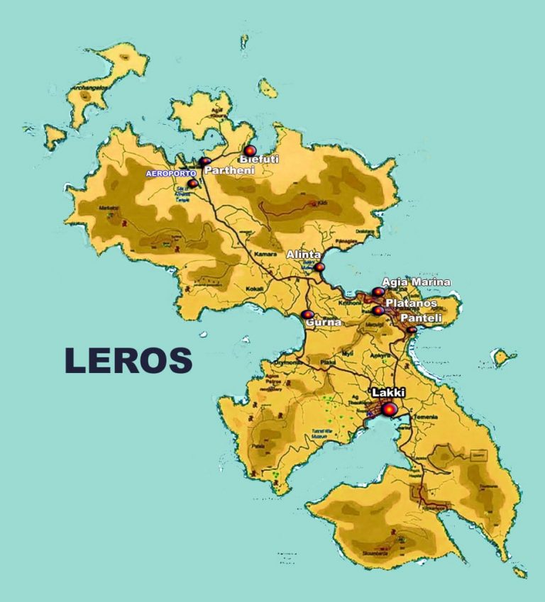 Leros mappa Leros Cartina