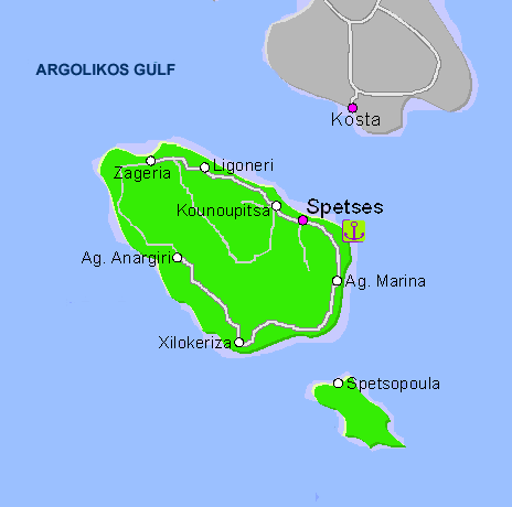 Spetses map, Greece map of Spetses