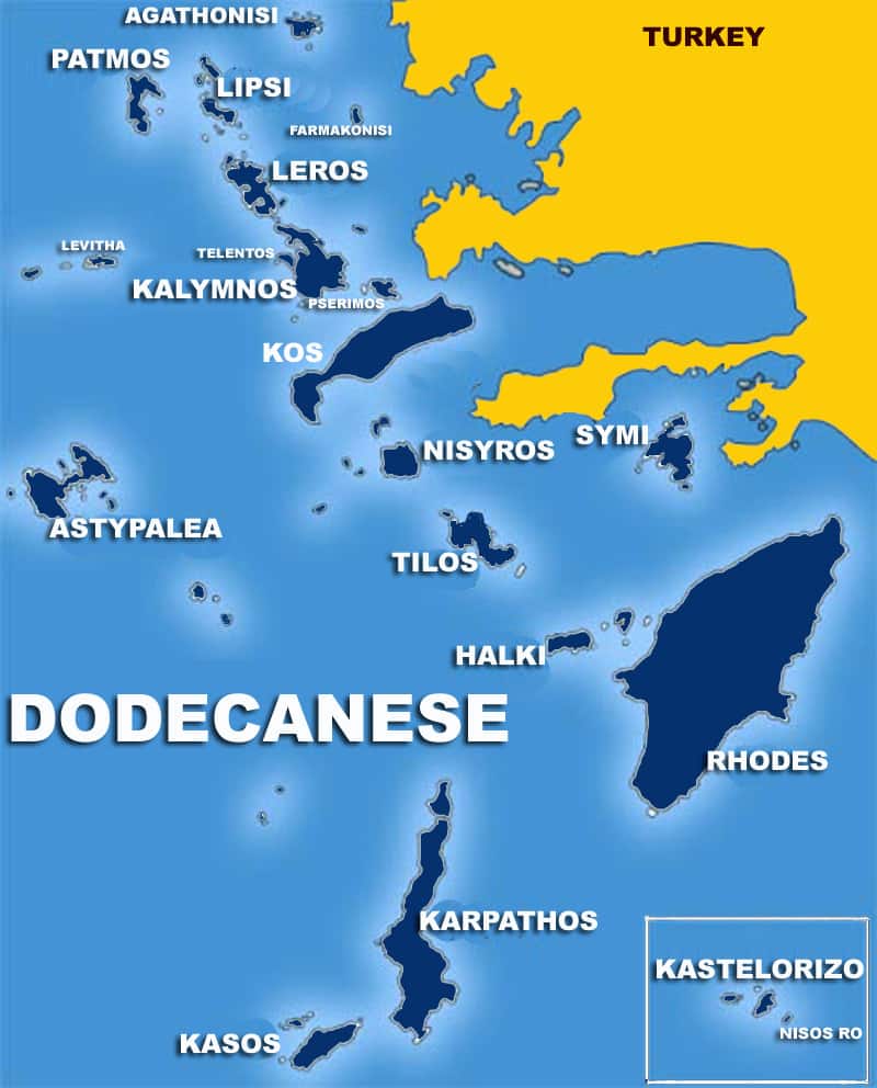 Map Of Dodecanese Islands Greece