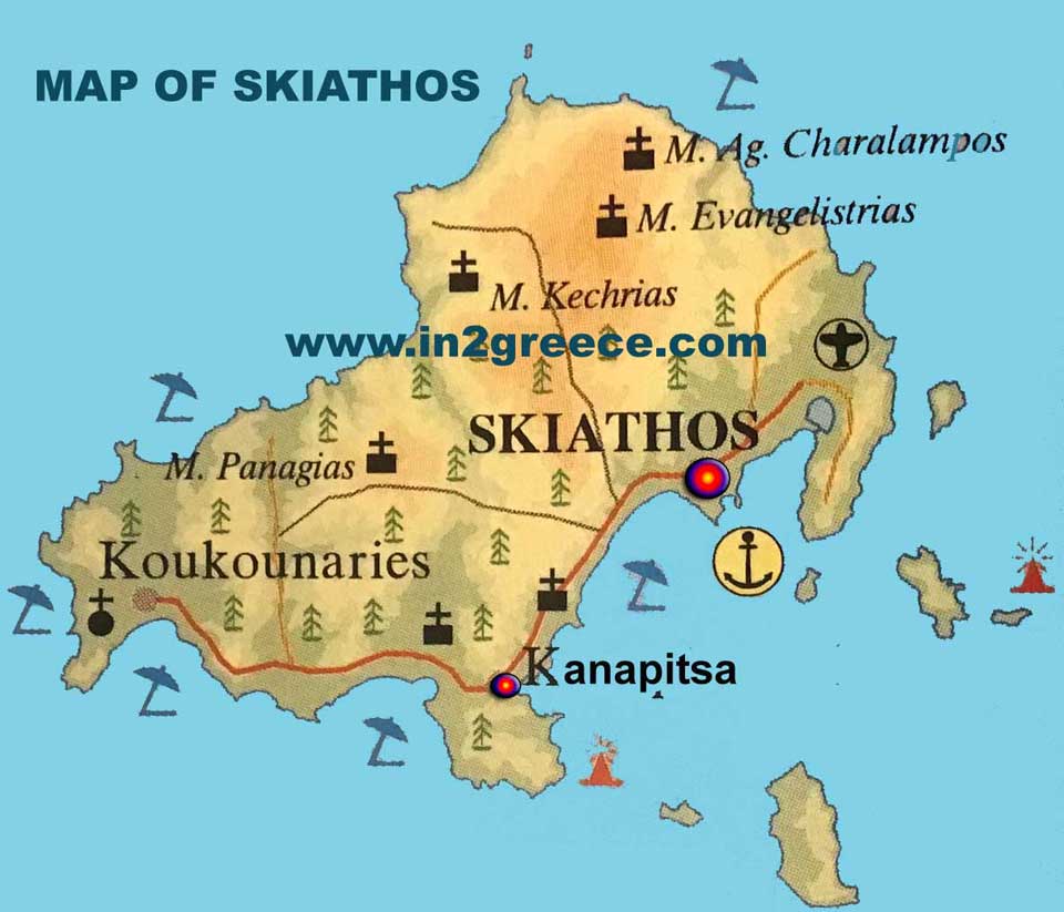 Skiathos, Map of Skiathos Greece