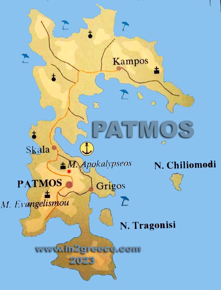 Map of Patmos. political and physical maps