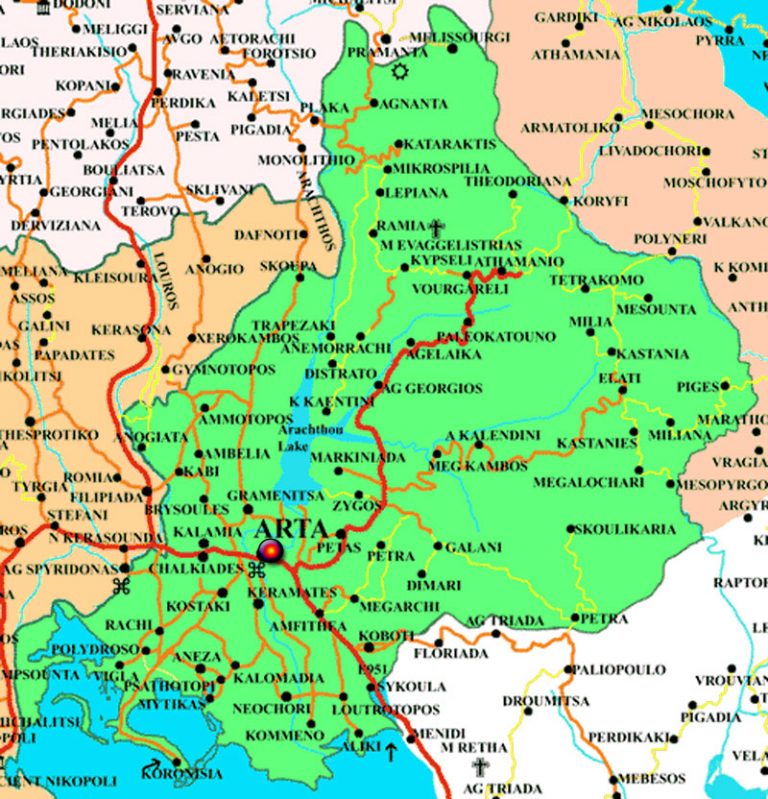 Map of Arta Greece