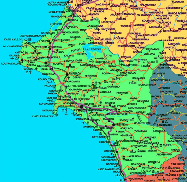 Map of Ilia Greece