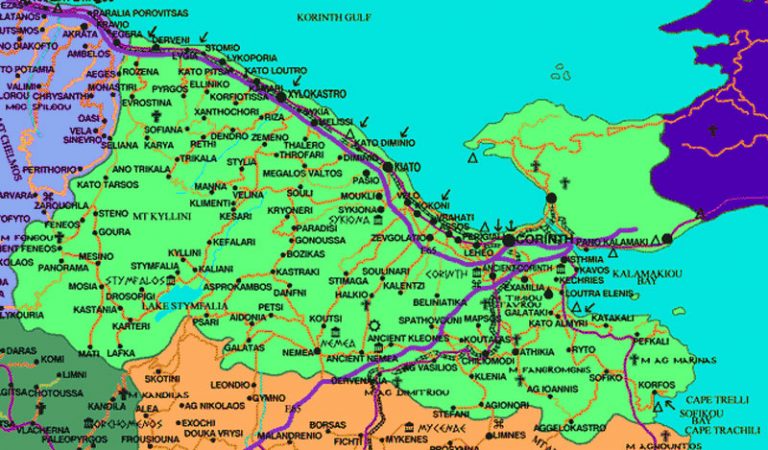 Map of Korinthia Greece