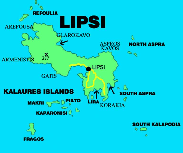 Lipsi, Map of Lipsos island