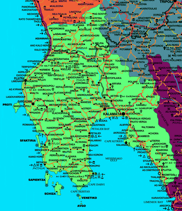 Map of Messinia Greece