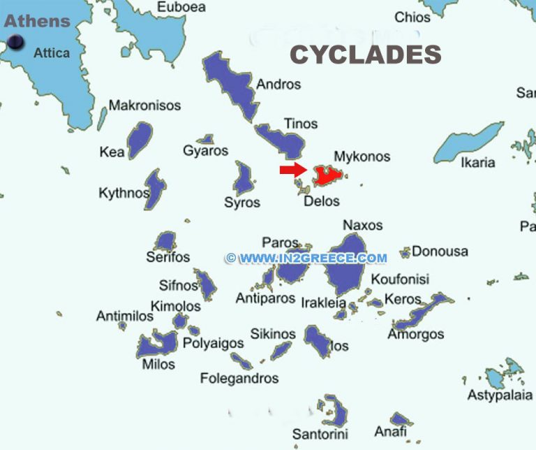 Mykonos | Map of Mykonos island