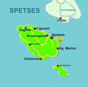 Map of Spetses island