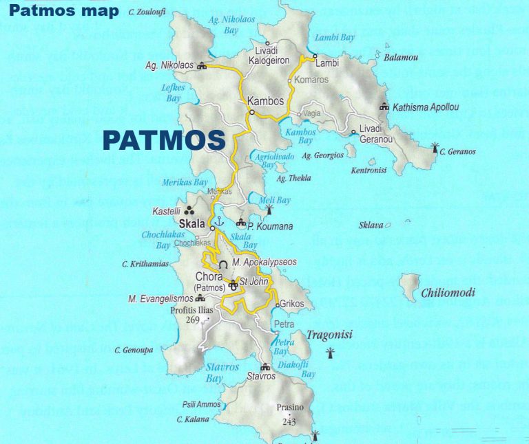 Map of Patmos. political and physical maps