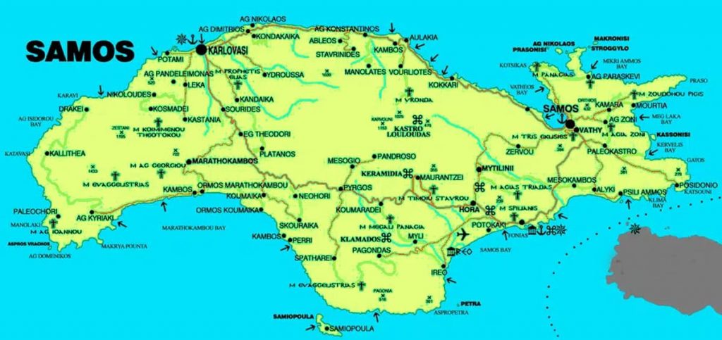 Karta över Samos